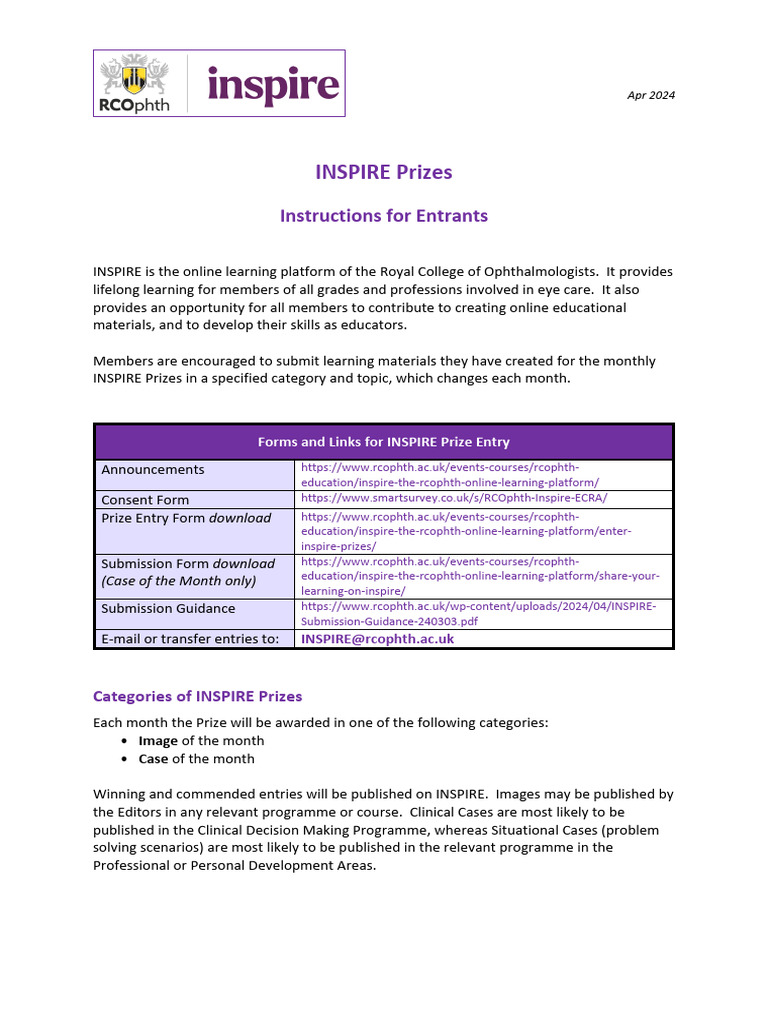 INSPIRE Prizes Entry Guidelines 2024 | PDF | Learning | Image