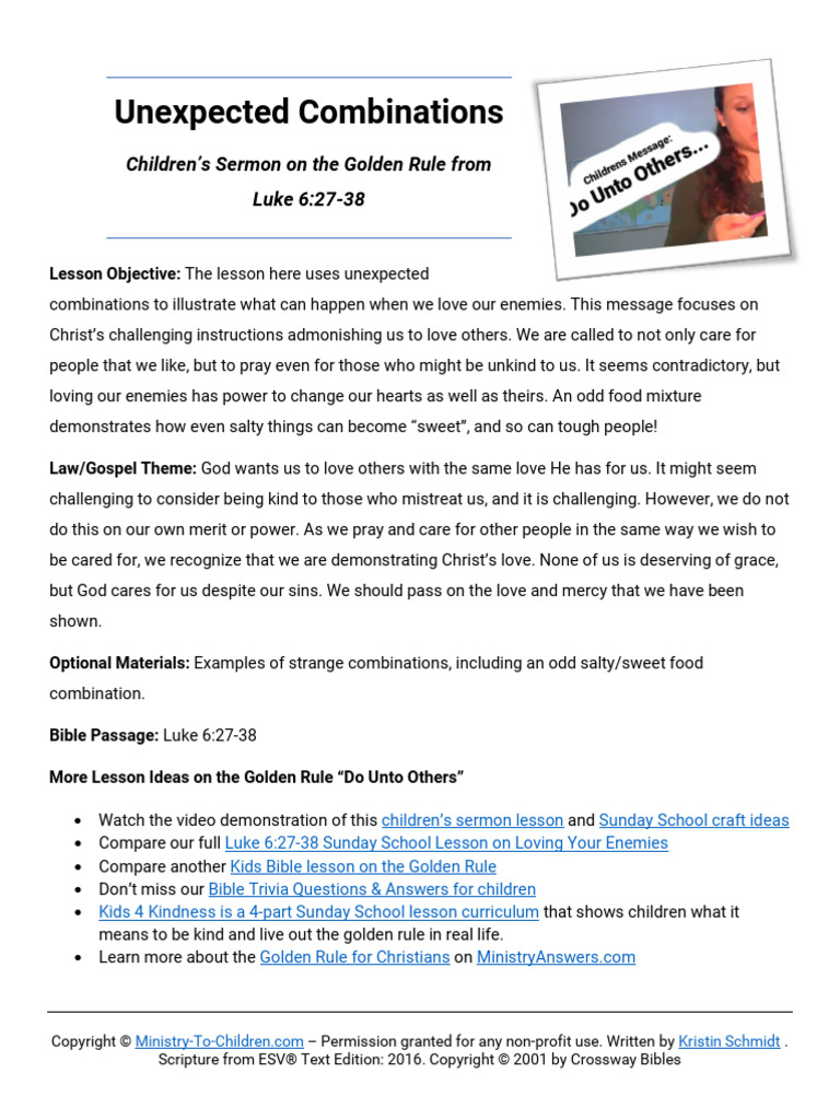 Childrens Sermon Lesson Luke 6 The Golden Rule | Download Free PDF ...