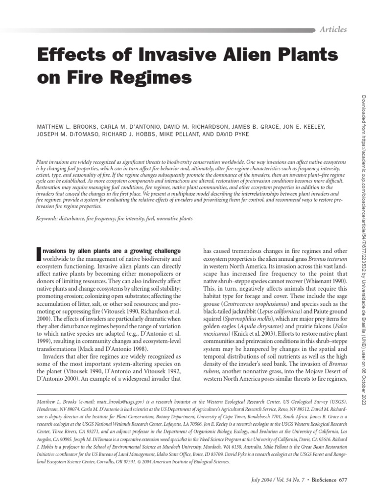 Invasive Plants and Fire Regime Changes | PDF | Fires | Invasive Species