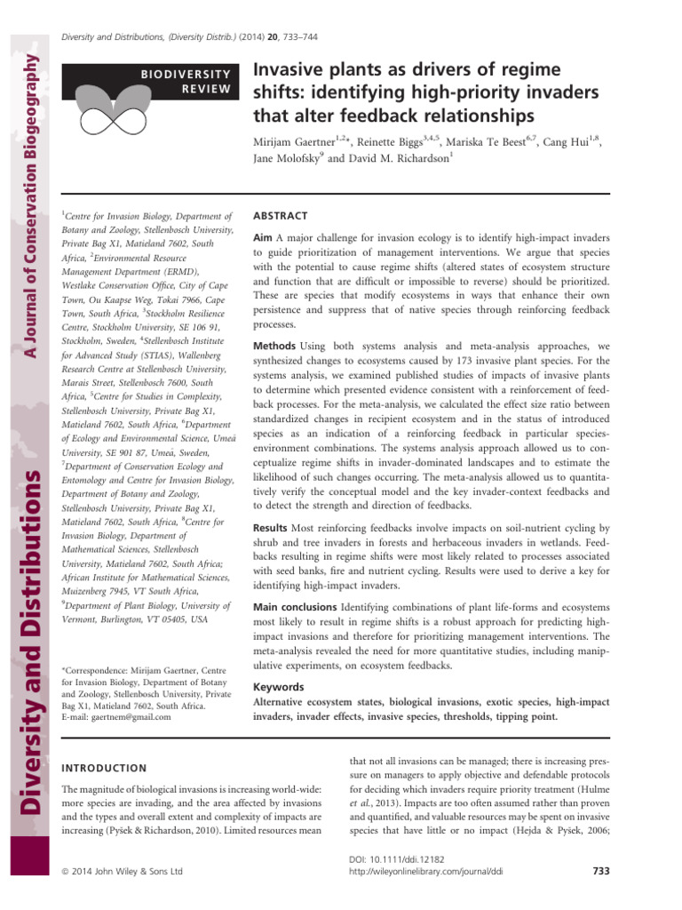 5 - Invasive Plants As Drivers of Regime Shifts Identifying High Priority | PDF | Invasive ...