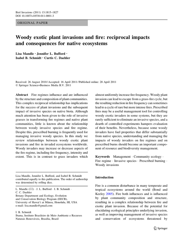 4 - Woody exotic plant invasions and fire reciprocal impacts and ...