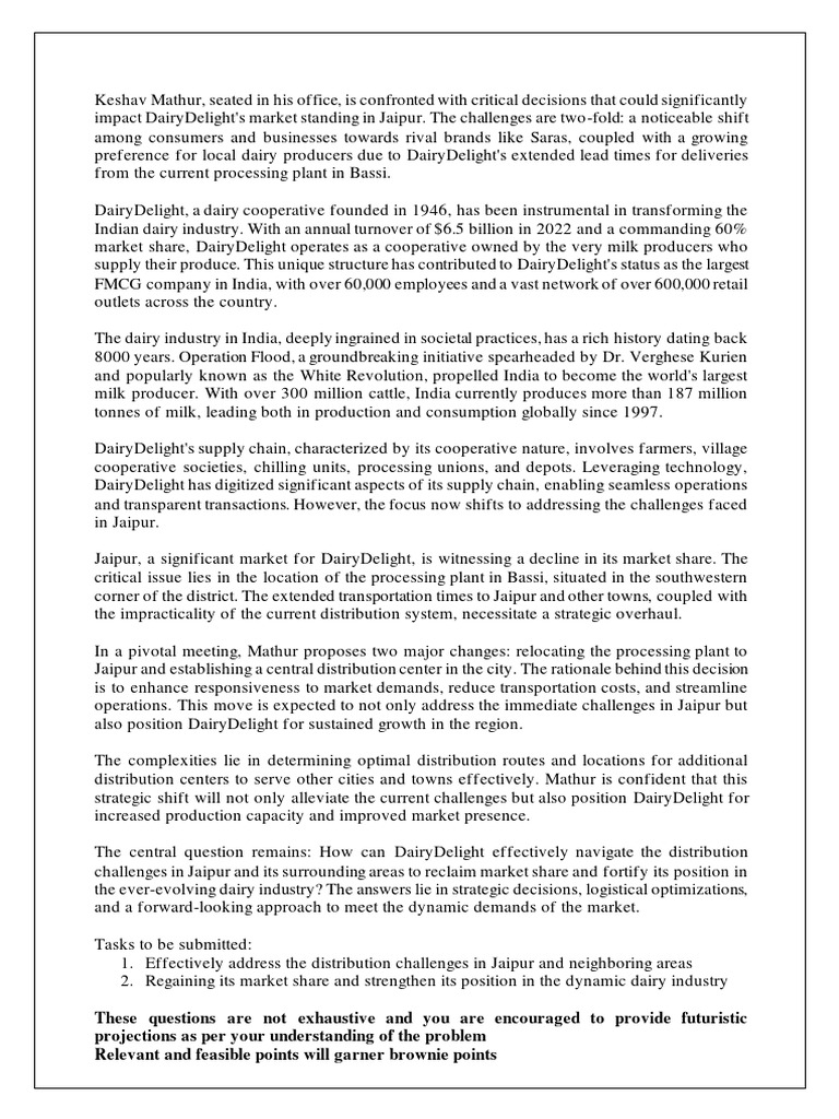 Operations Case Study | Download Free PDF | Dairy | Milk