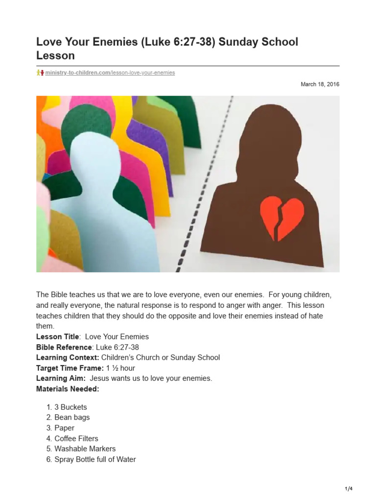 Love Your Enemies Sunday School Lesson | PDF | English Standard Version ...