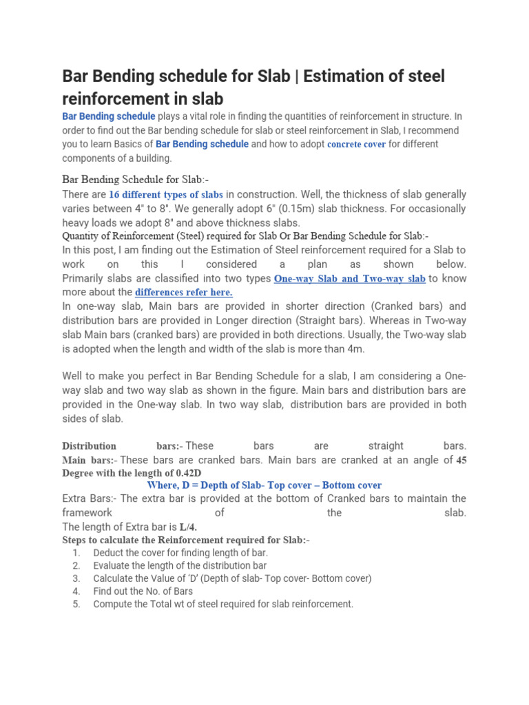 Bnding-schedule-for-Slab | PDF | Bending | Structural Engineering