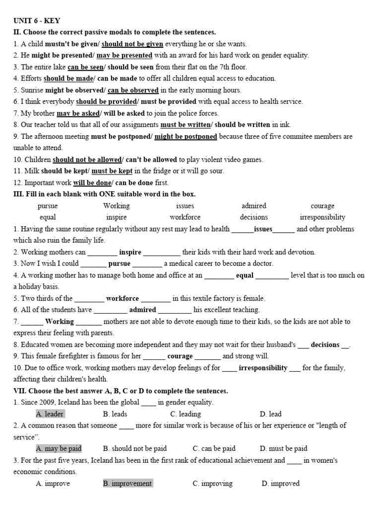 Unit 6 - Key | PDF | Gender Inequality | Gender Studies