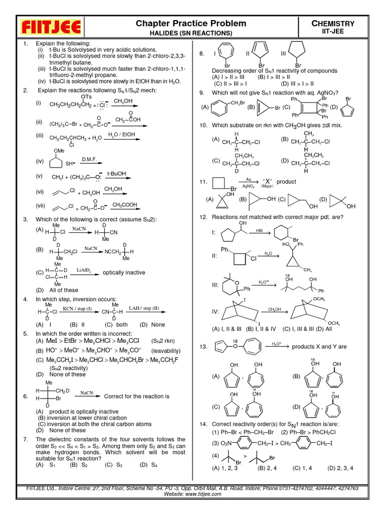 CPP-1 HA SN Reactions | PDF | Organic Reactions | Chemical Substances