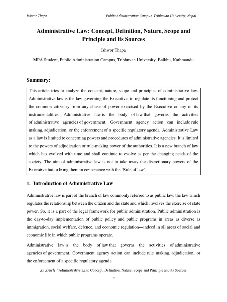 Administrative Law: Concept, Definition, Nature, Scope and Principle ... Administrative Law: Concept, Definition, Nature, Scope and Principle ...