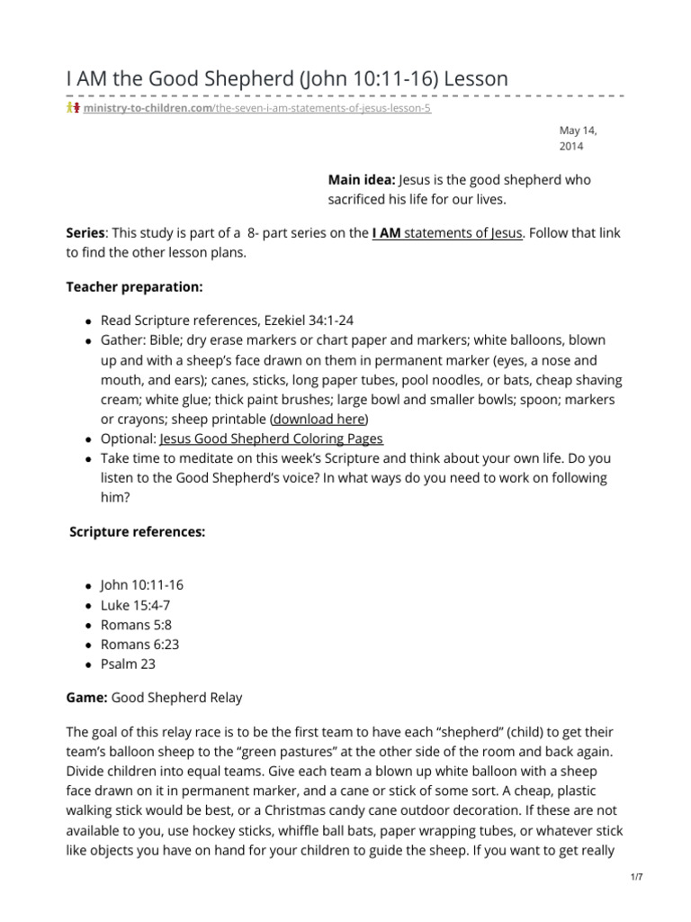 I-AM-the-Good-Shepherd-John-1011-16-Lesson-merged | PDF | Shepherd | Jesus