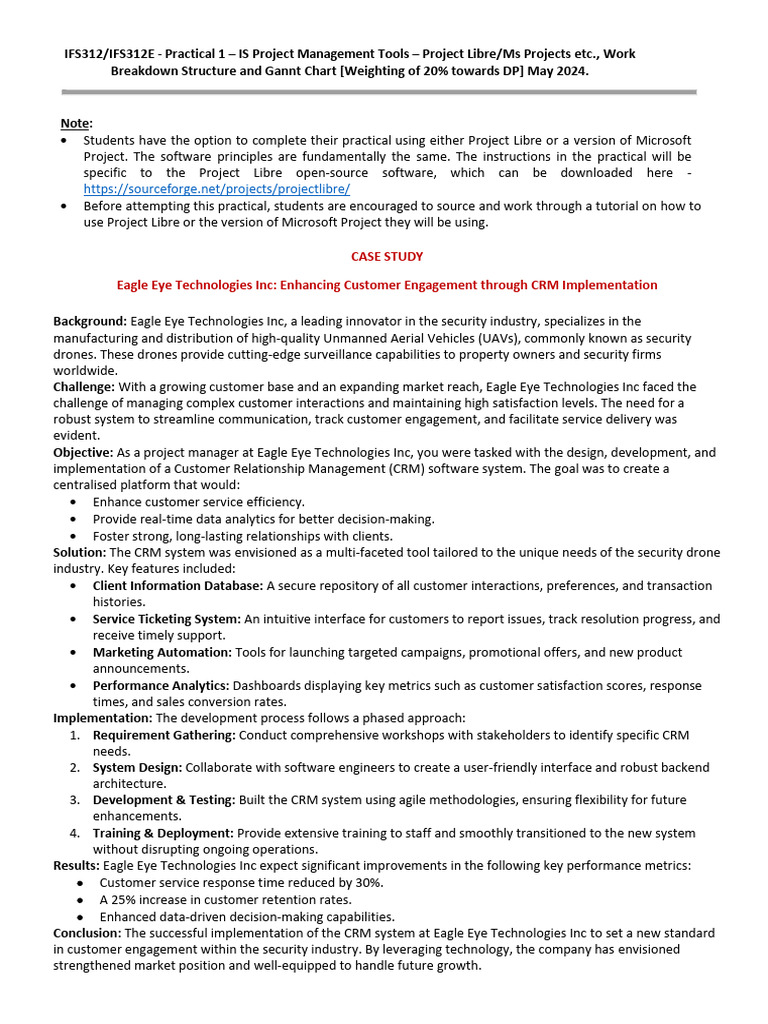 PM1 - Project Management Software Practical (DP 20 - ) - WBS Schedule ...