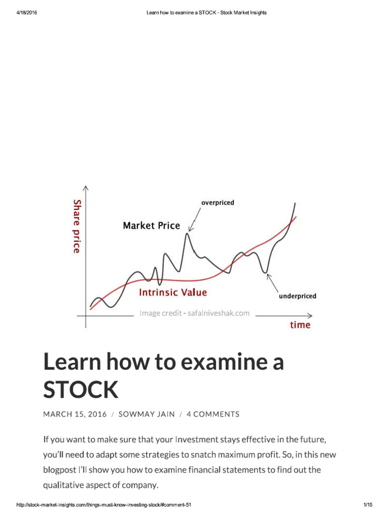 Learn How To Examine A STOCK - Stock Market Insights | PDF