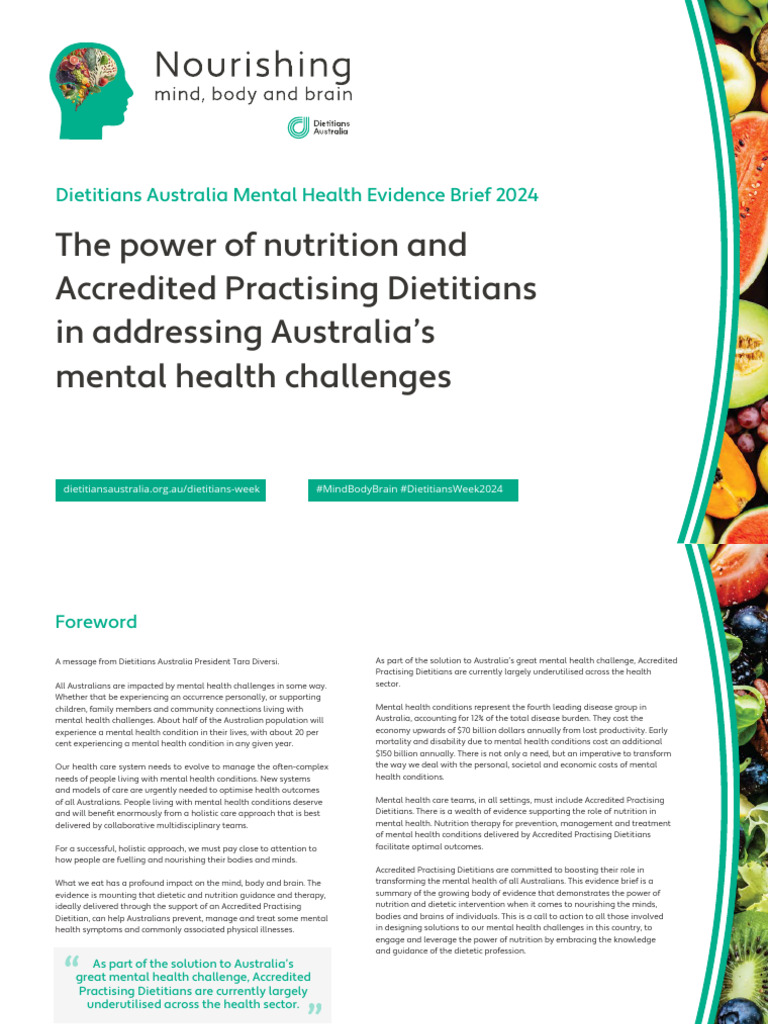 Nutrition's Role in Mental Health Care | PDF | Eating Disorder | Mental ...