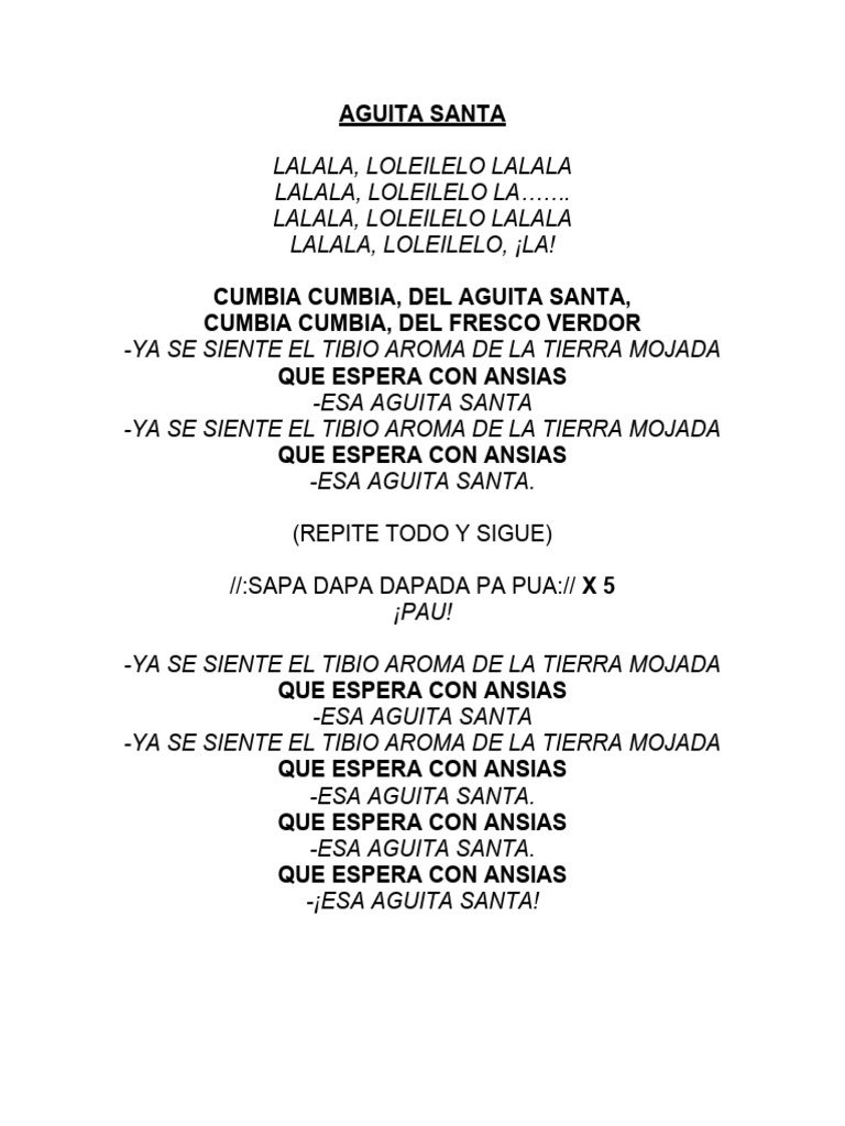 Aguita Santa: Cumbia y Naturaleza | PDF | Cocina, comidas y vino