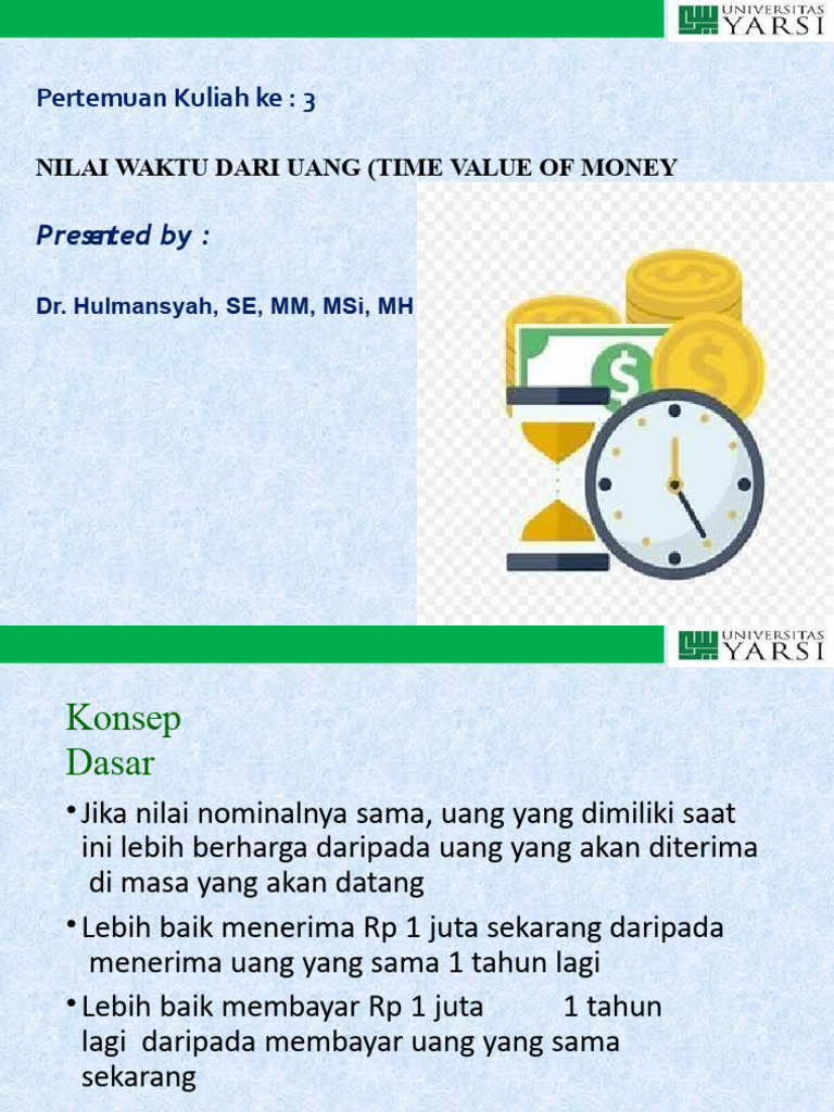 Kuliah Ke 3 Nilai Waktu Dari Uang Time Value Of Money Pdf