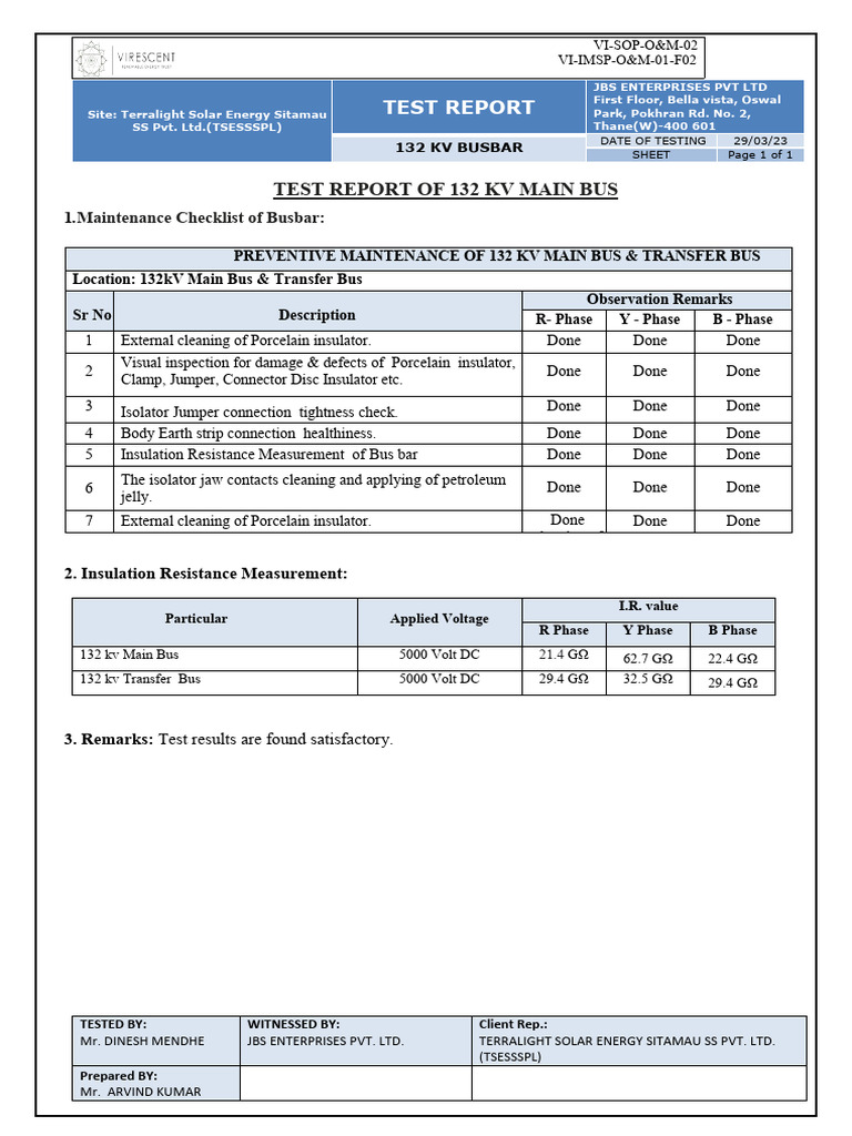 132 KV BUS | PDF | Insulator (Electricity) | Physical Quantities