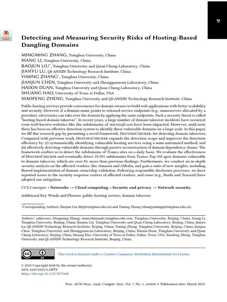Detecting and Measuring Security Risks of Hosting-Based Dangling ...