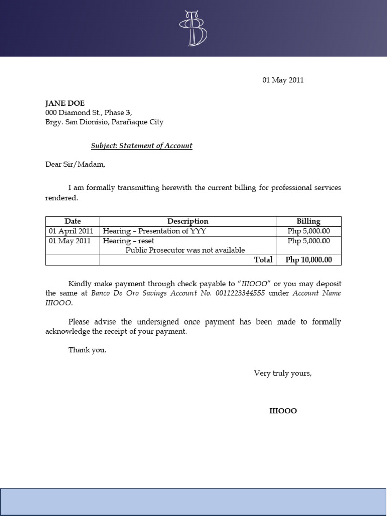 Statement of Account Template | PDF