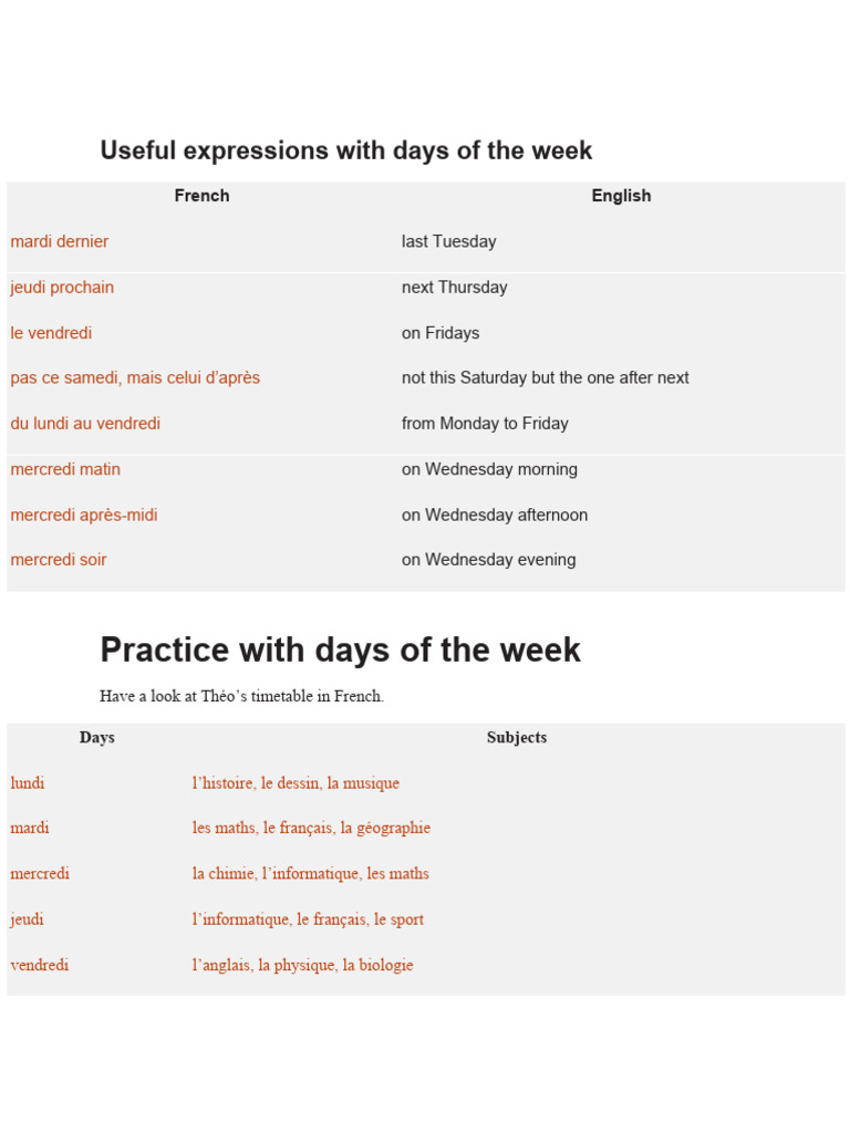 Useful Expressions With Days, Dates...... Unit 5 GR 7 | PDF | Language ...