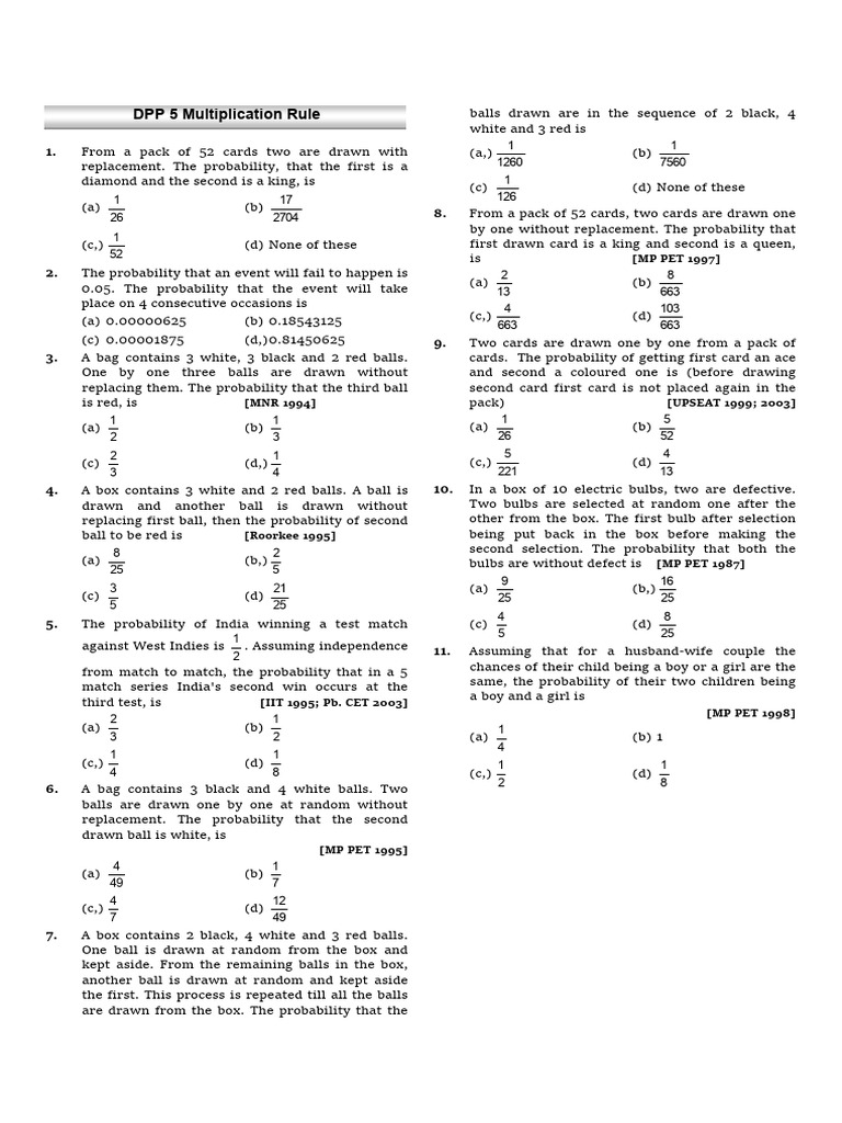 DPP 5 Multiplication Rule | PDF | Sports