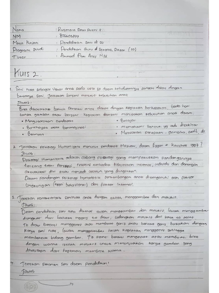 Kuis 2 Pendidikanseni SD | PDF