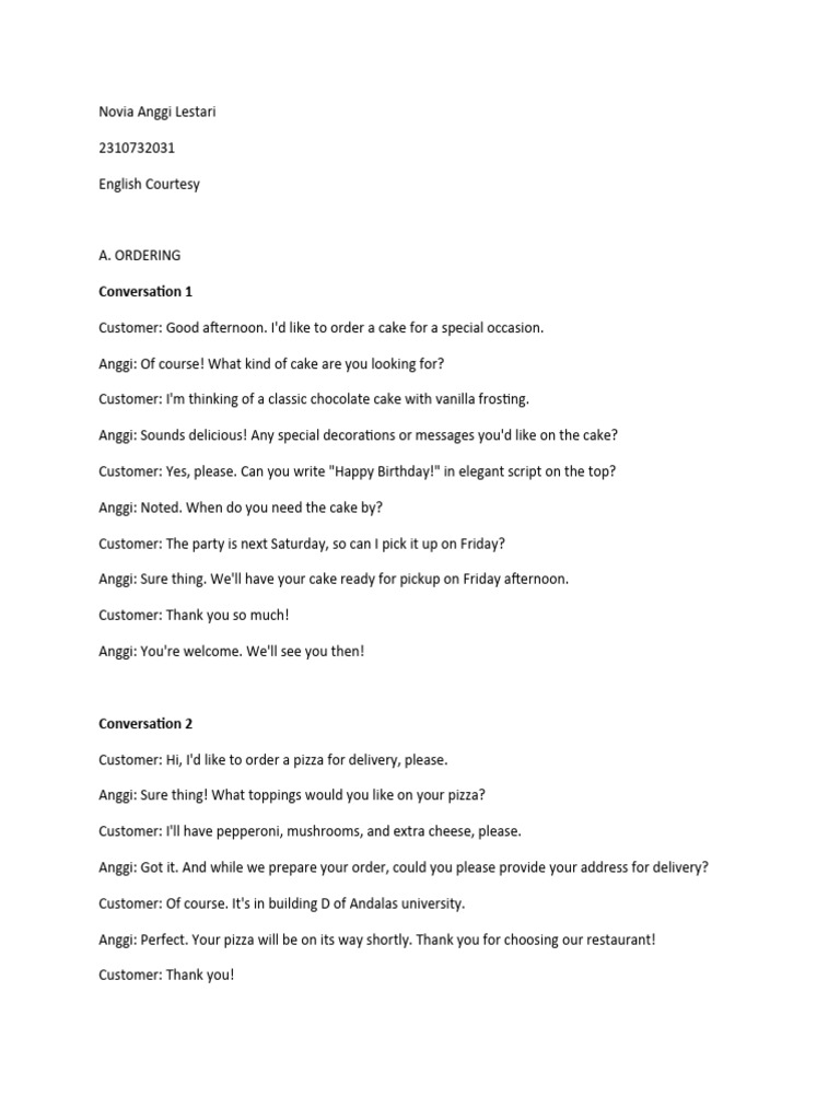 Courtesy - Novia Anggi Lestari - 2310732031 | PDF | Cakes