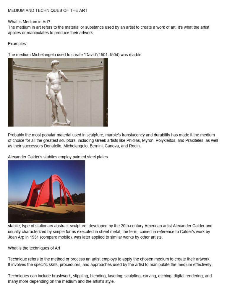 Art Mediums and Techniques Explained | PDF | Paint | Paintings