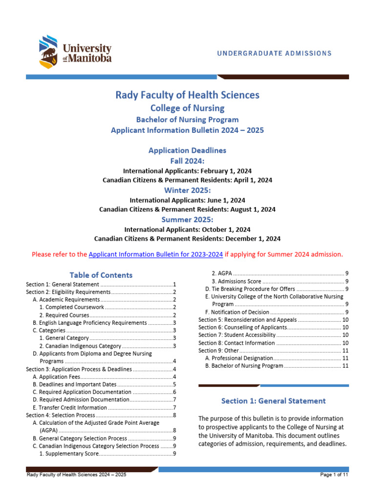 Nursing Bulletin | PDF | University And College Admission | Nursing