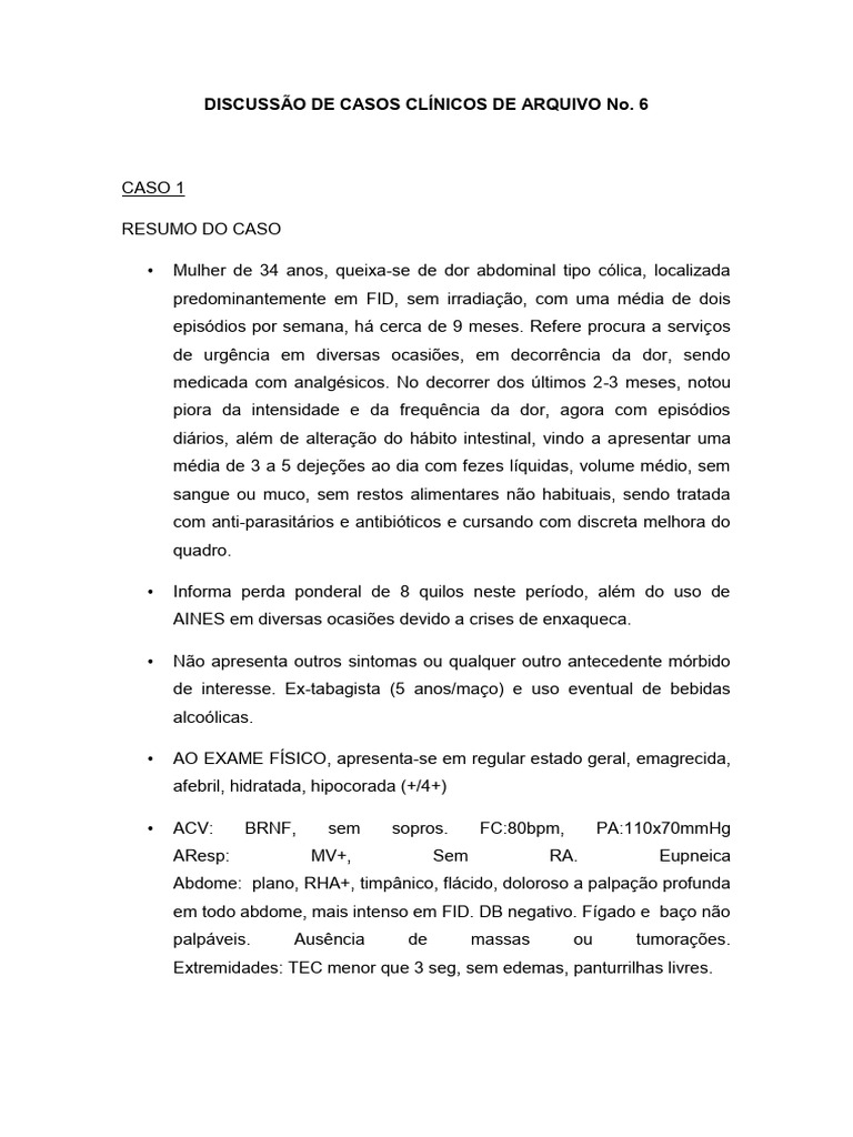 Avaliação de Casos de Dor Abdominal | PDF | Dor | Medicina Clínica