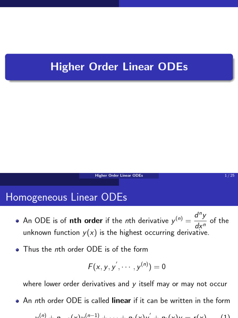 Higher Order ODE | PDF | Ordinary Differential Equation | Linearity