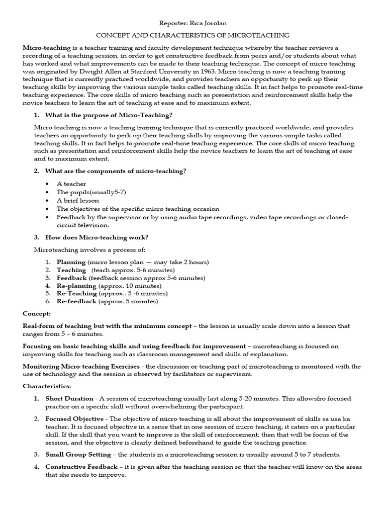 Unit IV Microteaching | PDF | Educational Assessment | Teachers