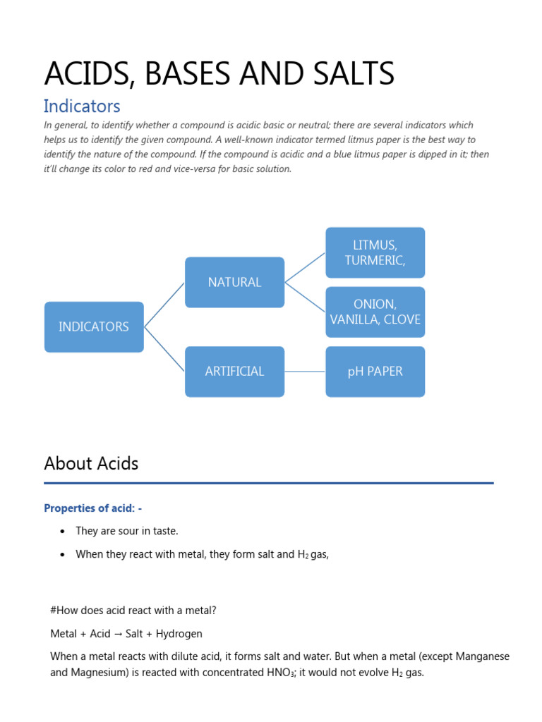 Acids, Bases and Salts. | PDF | Acid | Nitric Acid