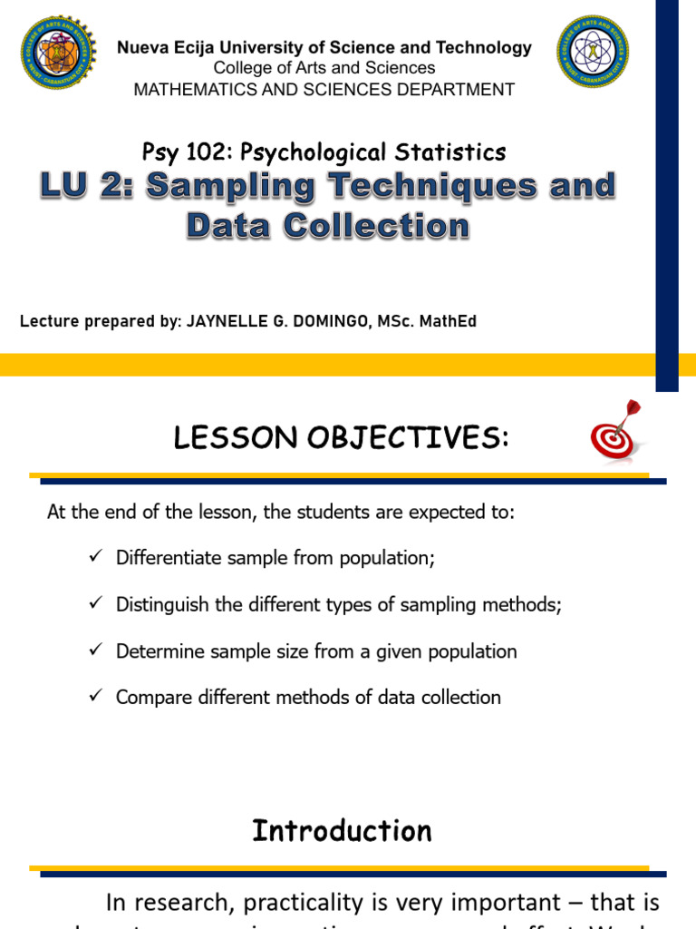 LU 2 Sampling Techniques and Data Collection | Download Free PDF | Sampling (Statistics ...