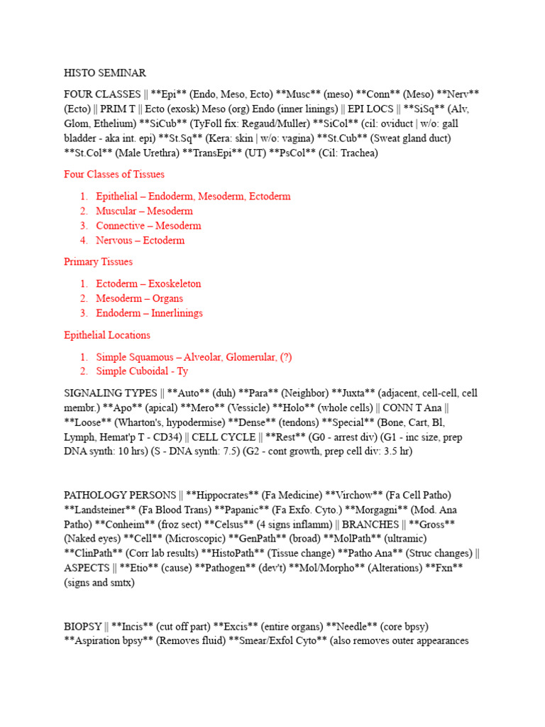 Histopath Notes Part 1 | PDF | Epithelium | Anatomy