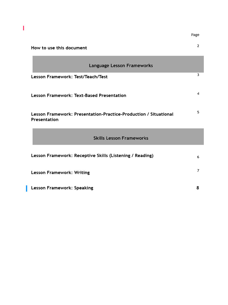 Detailed Lesson Frameworks Document For CELTA | PDF | Learning | Second ...