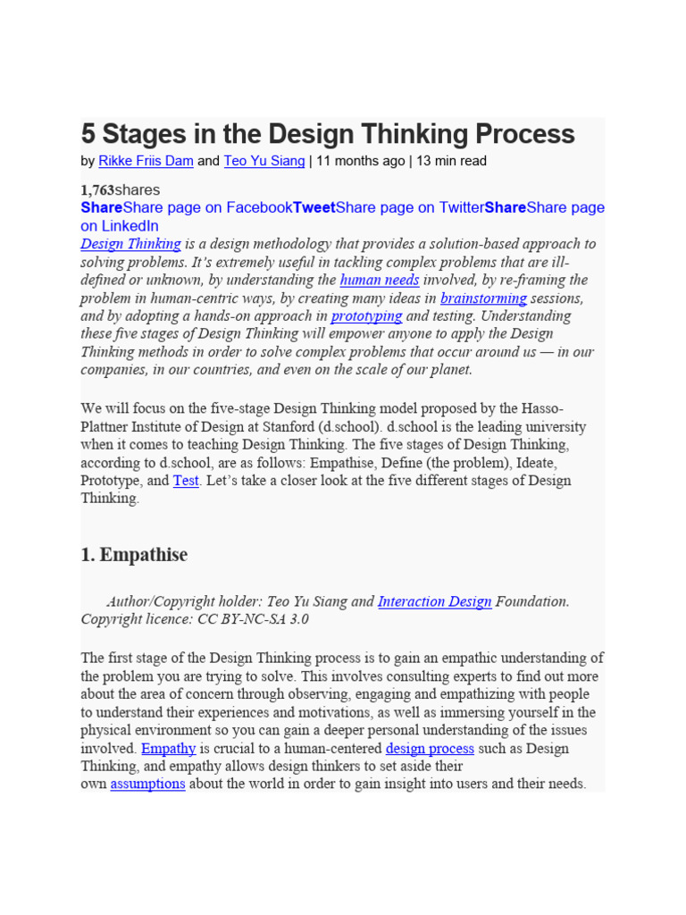 DESIGN THINKING PROCESS | PDF | Design Thinking | Design