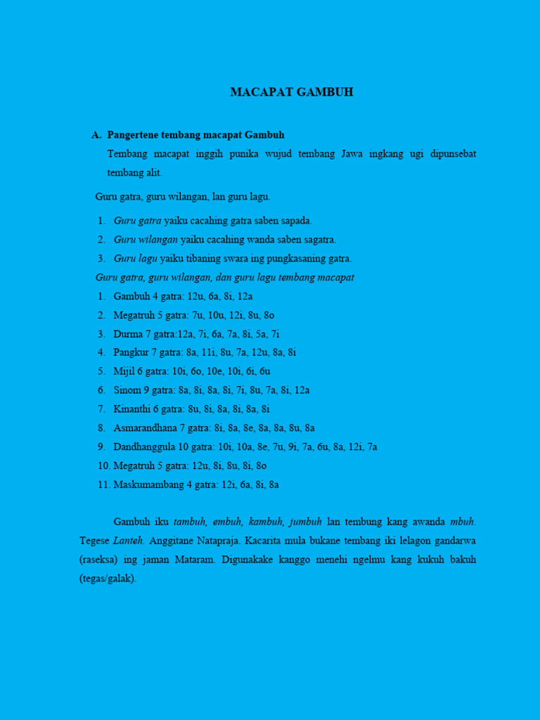 Macapat Gambuh Xi 2022-1 | PDF