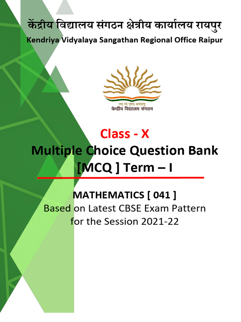 Class X Math MCQ Question Bank | PDF | Factorization | Polynomial