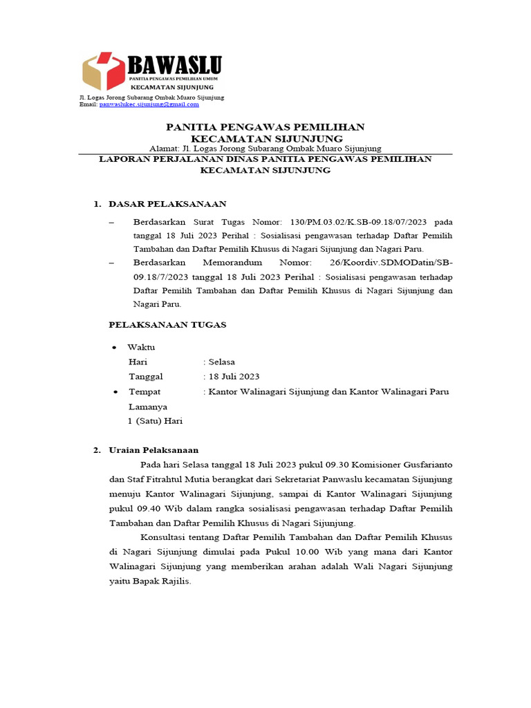 Laporan Perjadin | PDF