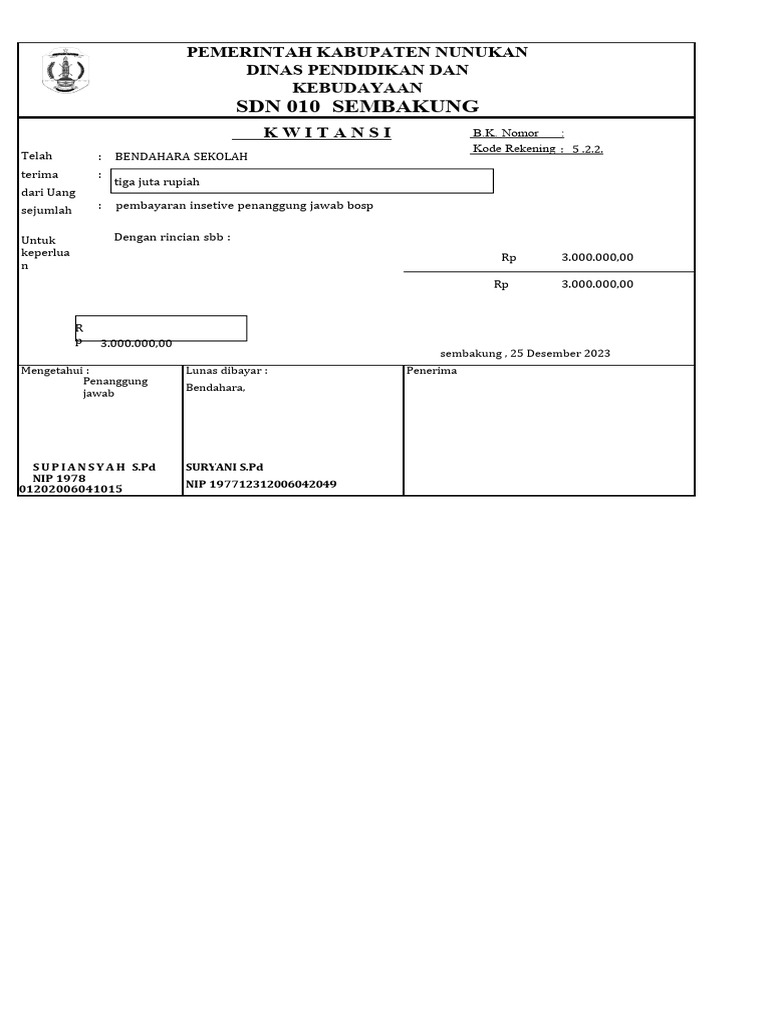 Kwitansi Bosda | PDF