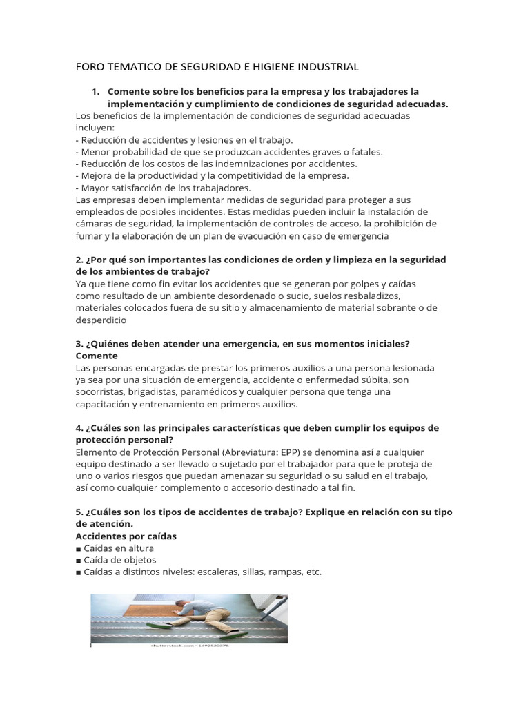 Foro Tematico de Seguridad e Higiene Industrial | PDF | Seguridad y salud ocupacional | La seguridad