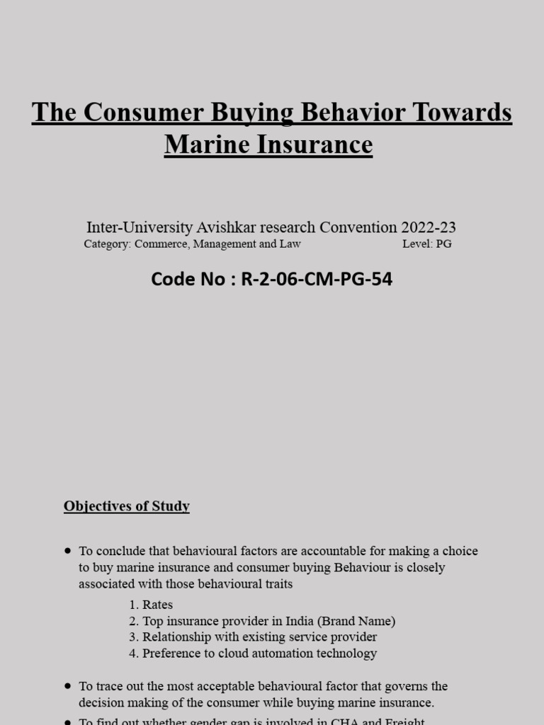 The Consumer Buying Behavior Towards Marine Insurance | PDF | Behavior ... The Consumer Buying Behavior Towards Marine Insurance | PDF | Behavior ...