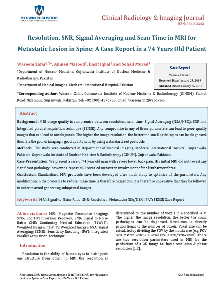 Resolution, SNR, Signal Averaging and Scan Time in MRI - 1552633531 ...