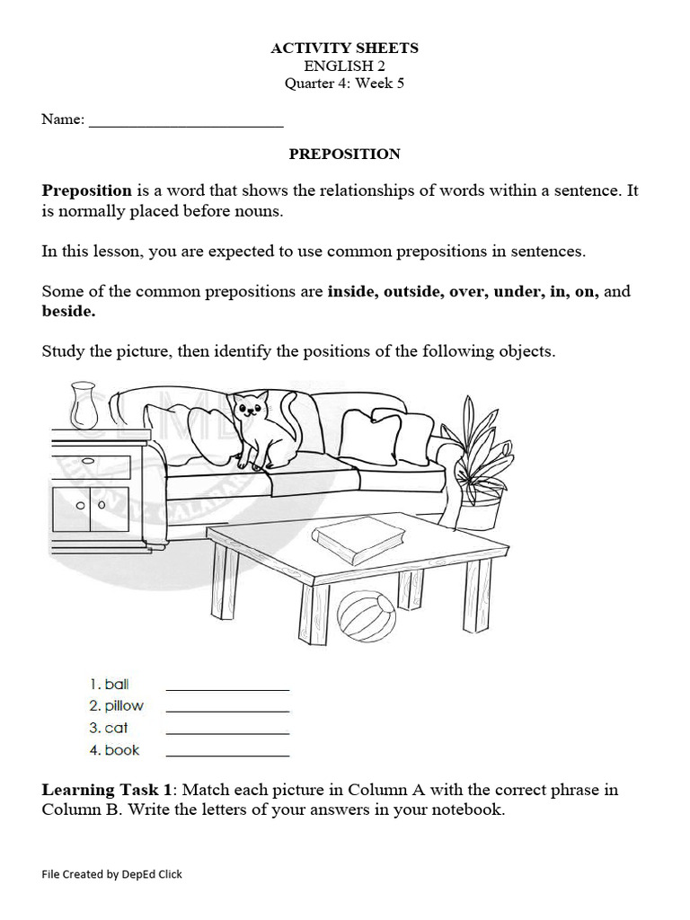 ENGLISH 2 Activity Sheet Q4 W5 | PDF