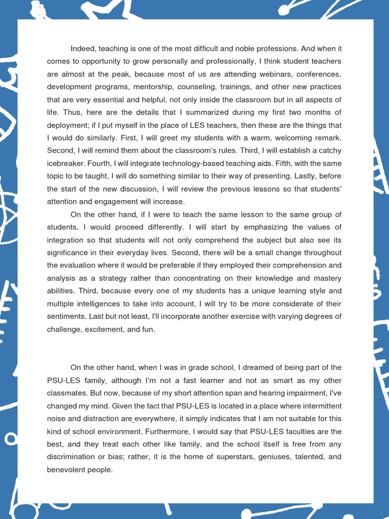 Reflections On The Field Study Areas Observed | PDF | Classroom | Teachers