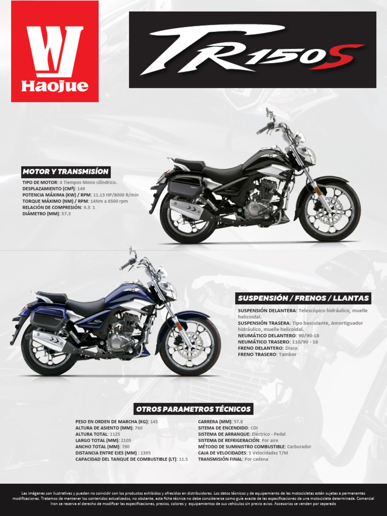 Ficha Tecnica TR150S | PDF | Motocicleta | Vehículo de motor