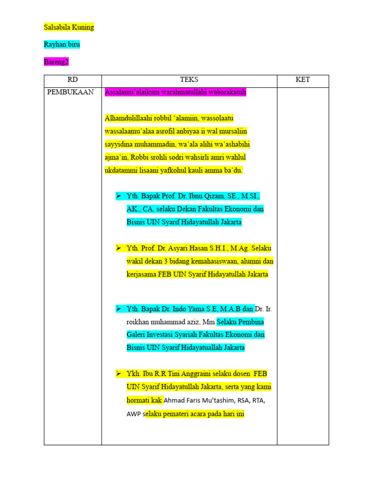Teks MC Closing Dooor | PDF | Agama & Spiritualitas