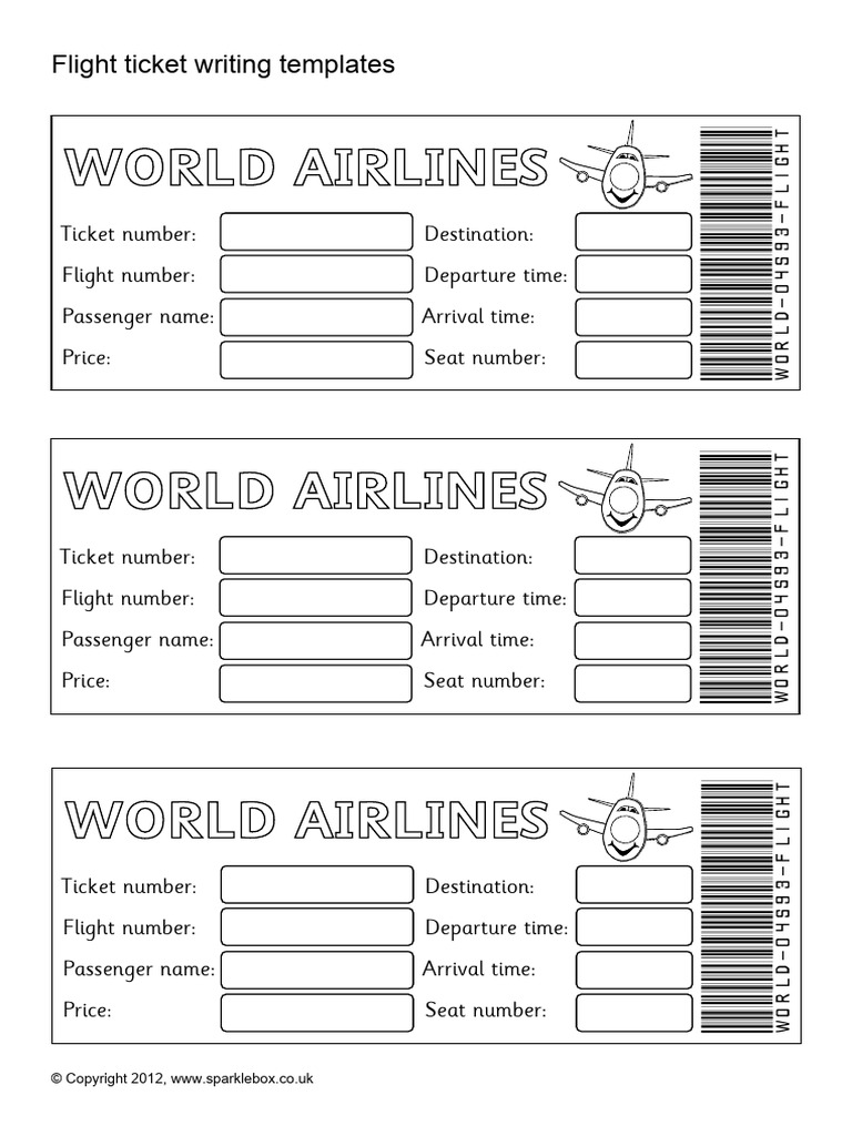 Flight Ticket Writing Templates | PDF