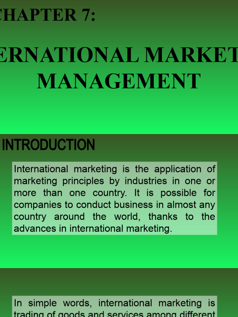 International Marketing Management | PDF | Marketing | Franchising