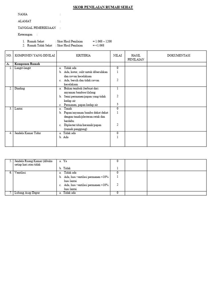 Instrumen Pengukuran Rumah Sehat | PDF