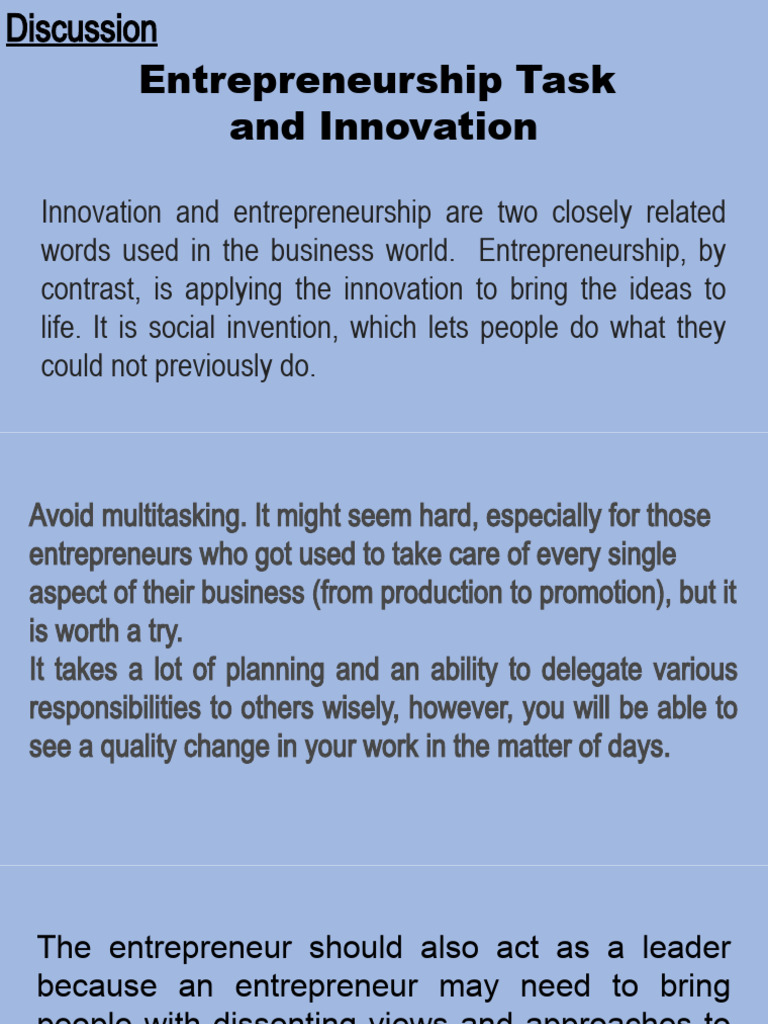 Entrepreneurship Task and Innovation | PDF | Innovation | Entrepreneurship