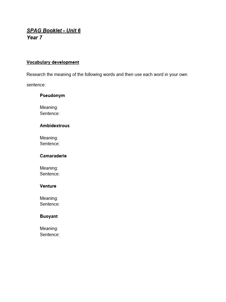 FARIDA SABER - 7YLAL SPAG - Unit 6 | PDF | Part Of Speech | Verb